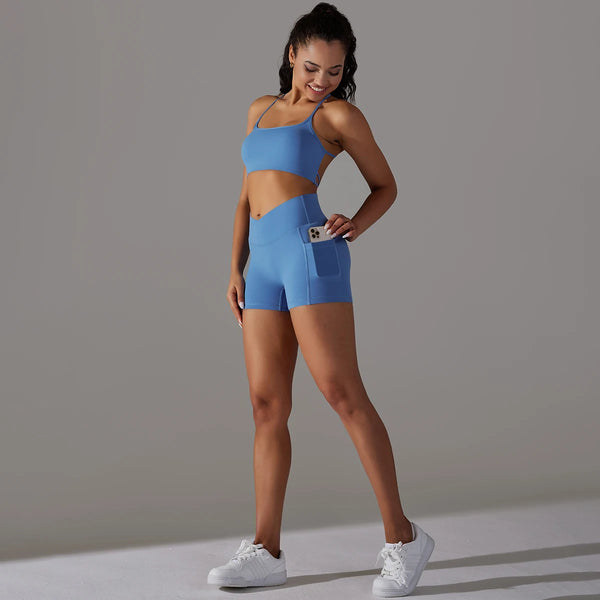 Deep Blue Compression Scrunch Shorts - ActiveOne